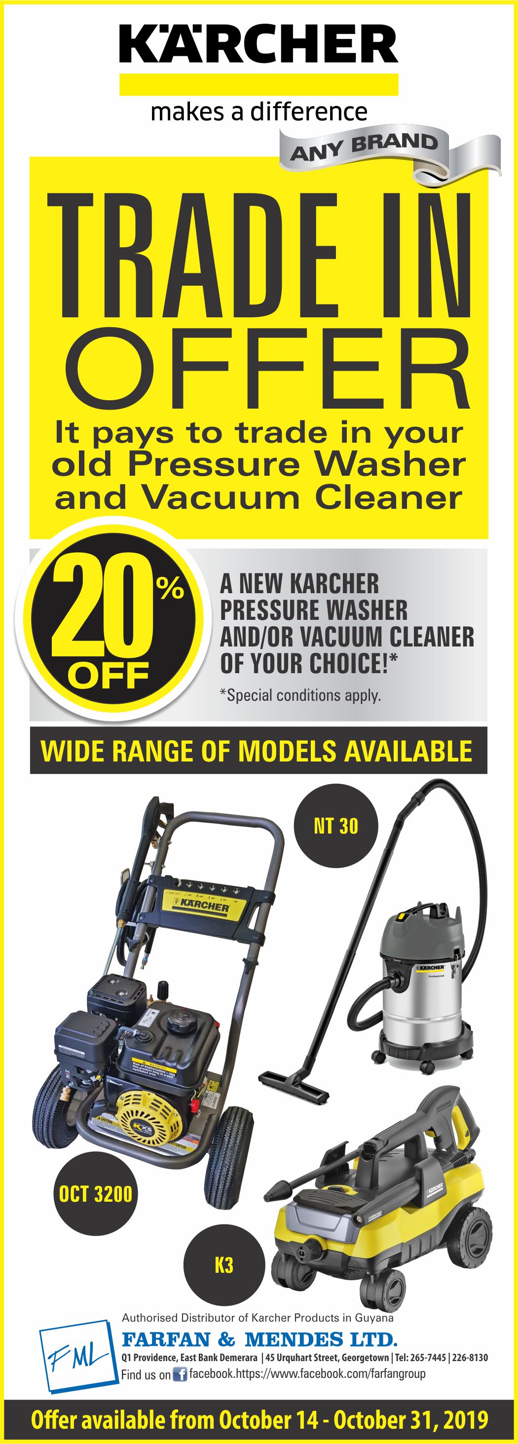 KARCHER TRADE IN WEB BANNER OFFER OCT 2019 - News Source Guyana