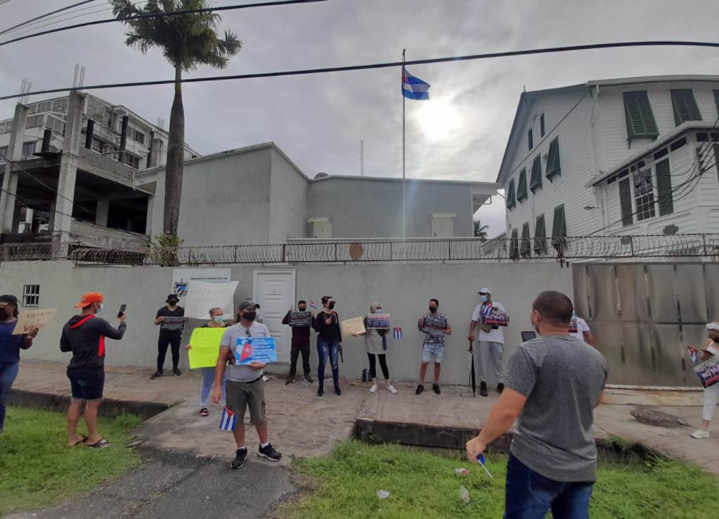 Cubans in Guyana protest outside embassy over situation back home ...
