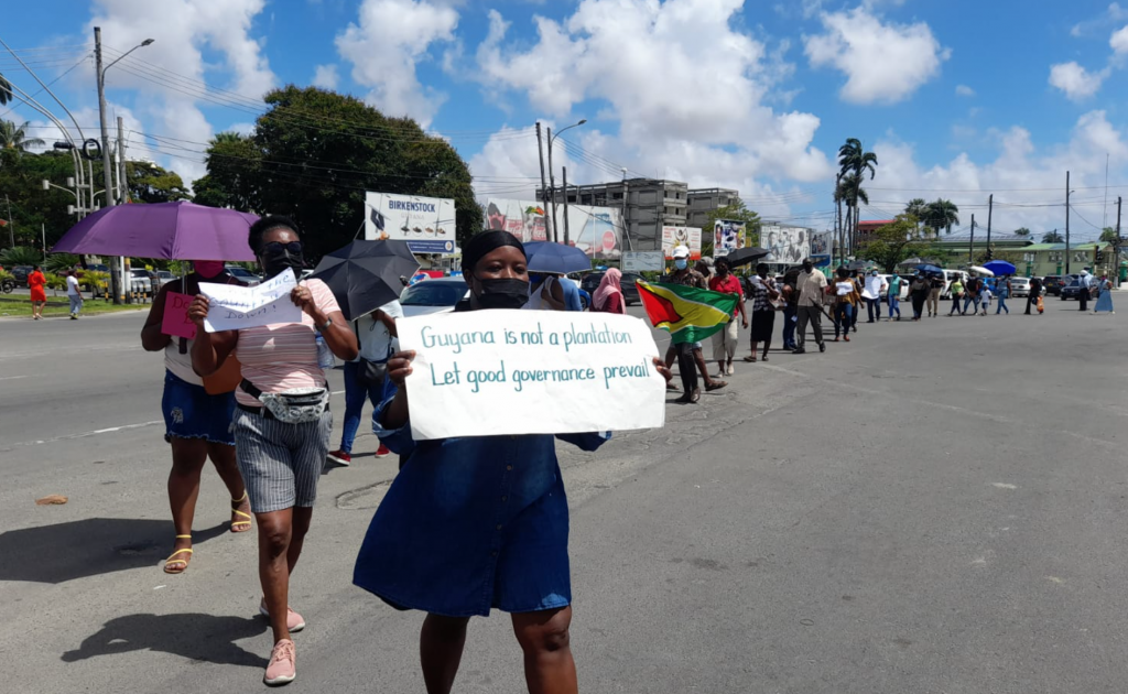 Georgetown and Linden residents protest against "forced" vaccinations ...