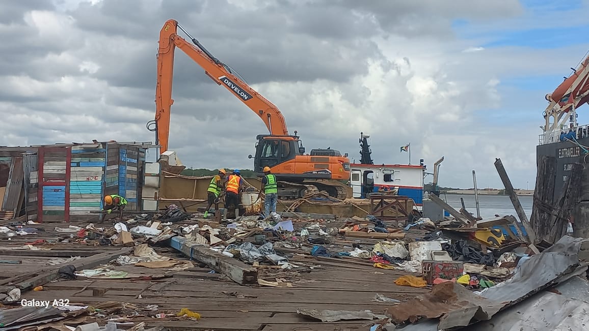 Work continuing to clear site of Stabroek wharf collapse - News Source ...