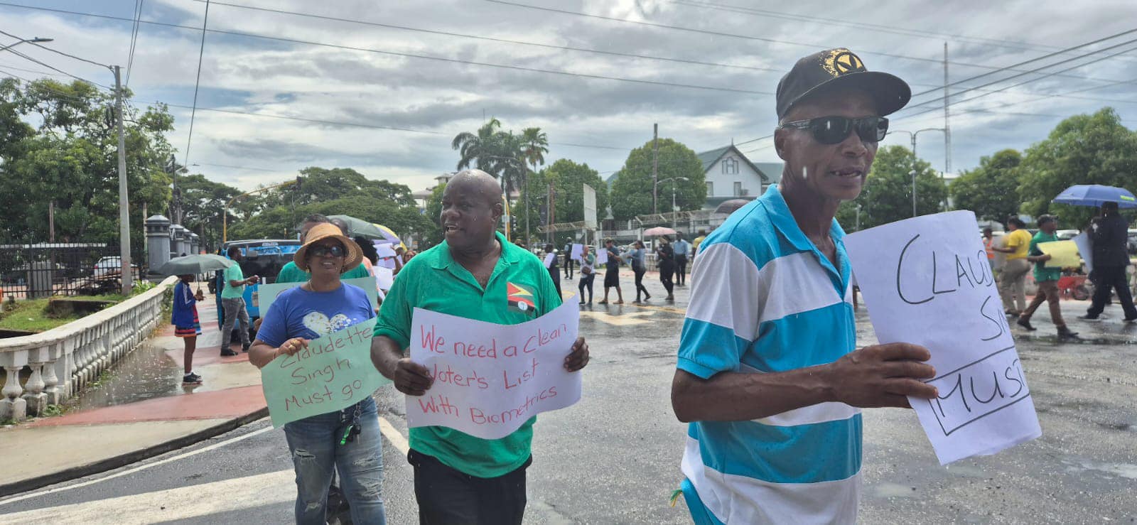 Norton and Hughes join protest outside Guyana Elections Commission ...